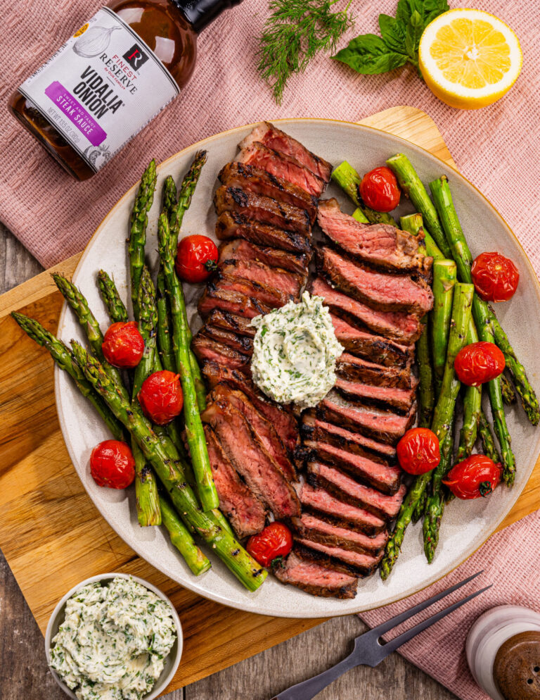 Vidalia® Onion-Marinated Strip Steak with Fresh Herb Butter - Our Family